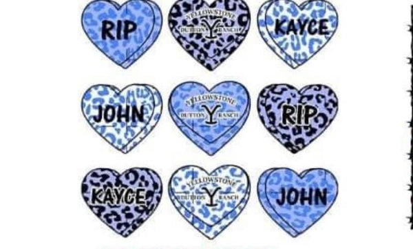 Pre order Yellowstone blue hearts dtf screen 2 week tat – Fox & Tots